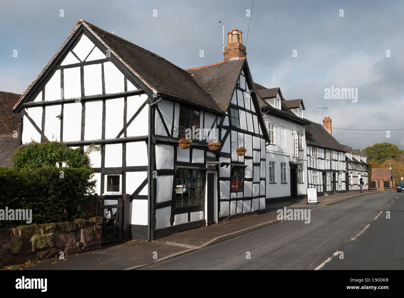 Traditional black and white buildings in the historic village of ...