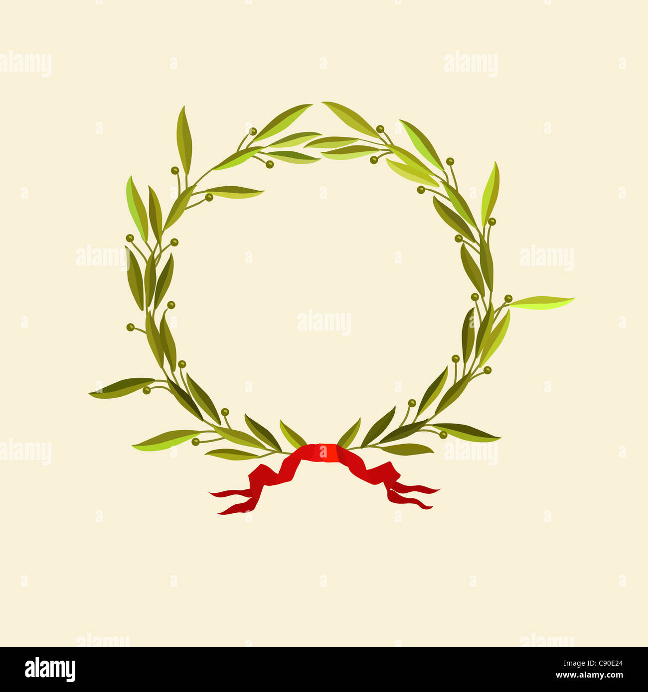 laurel wreath with red ribbon Stock Photo - Alamy