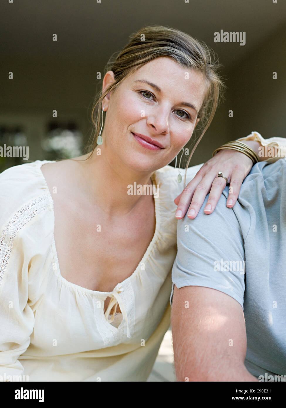 Woman with hand on mans shoulder hi-res stock photography and images ...