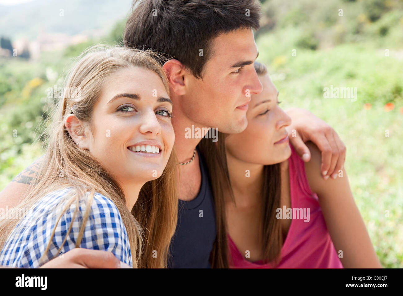 Three young friends, portrait Stock Photo - Alamy
