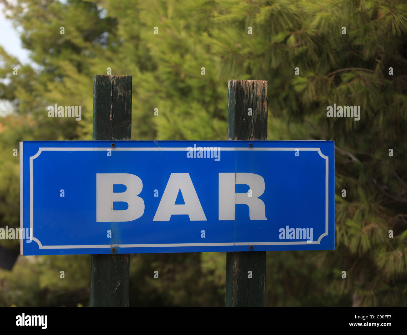 Sign for an outdoor Bar Stock Photo - Alamy