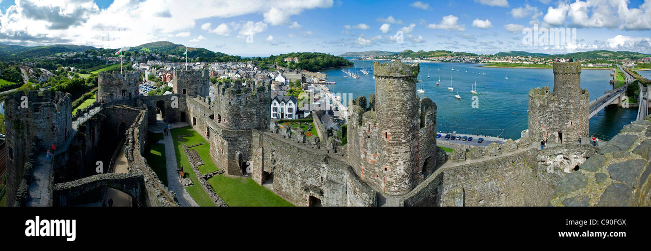 Panorama of Conwy Castle in Conwy, Wales, UK Stock Photo - Alamy