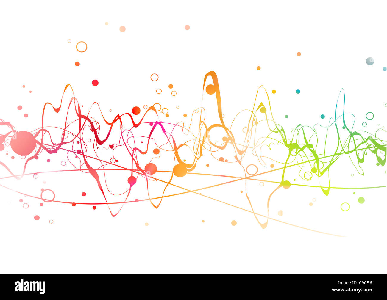 Abstract lines background: composition of curved lines, dots and ...