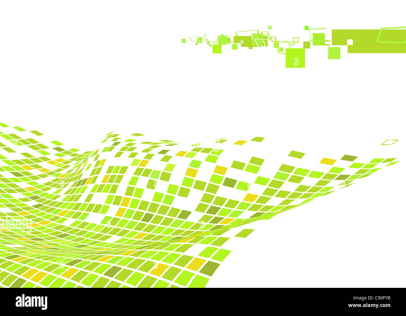illustration of organic wave surface made of green squares Stock Photo ...
