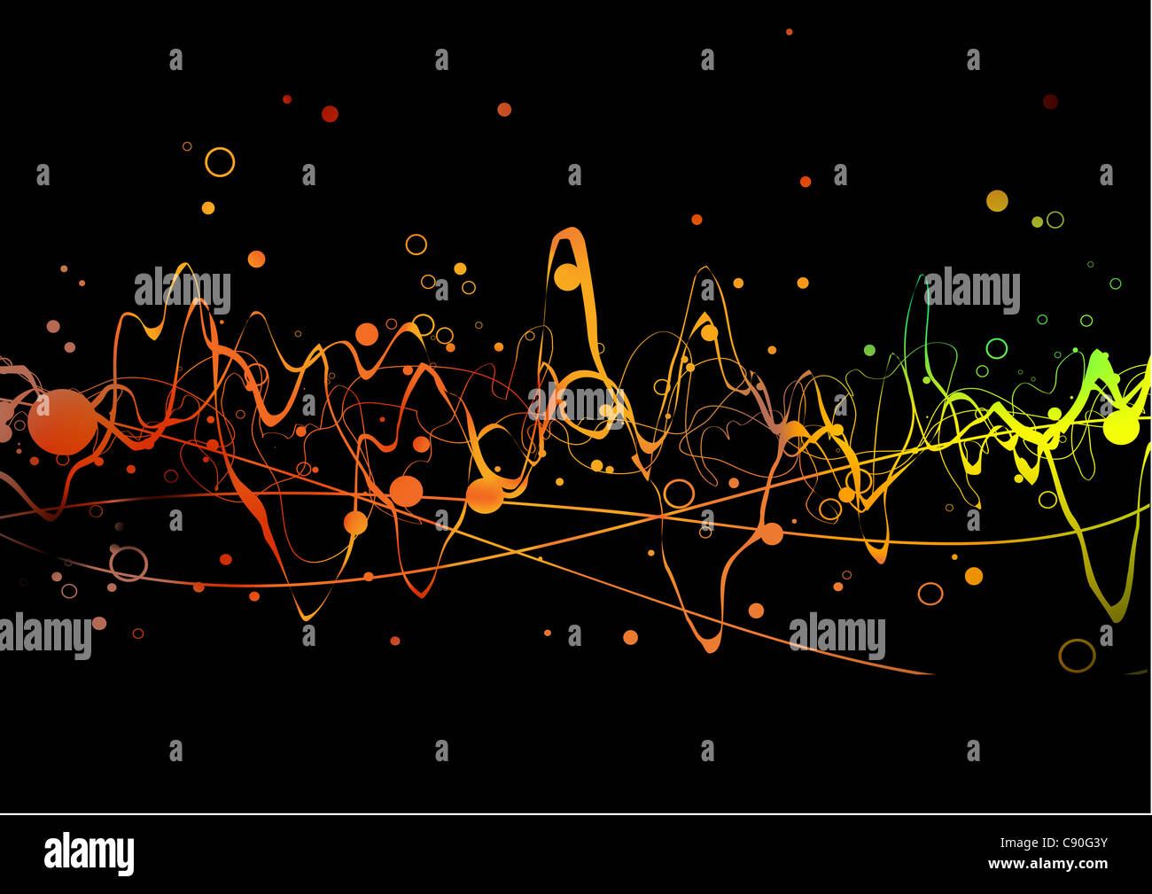 Abstract lines background: composition of curved lines, dots and ...