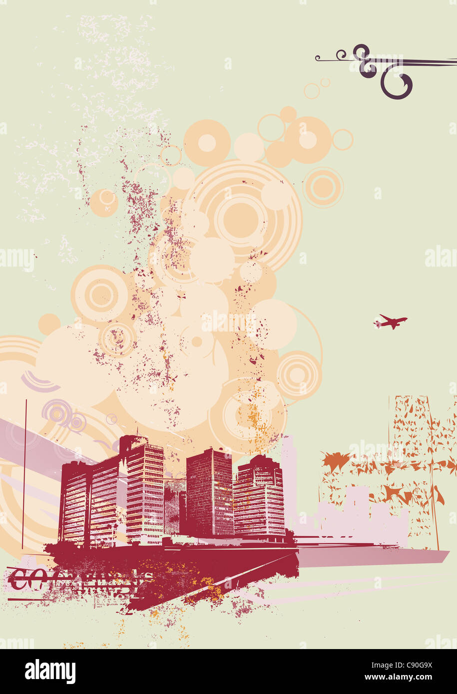 Retro city skyline background hi-res stock photography and images - Alamy