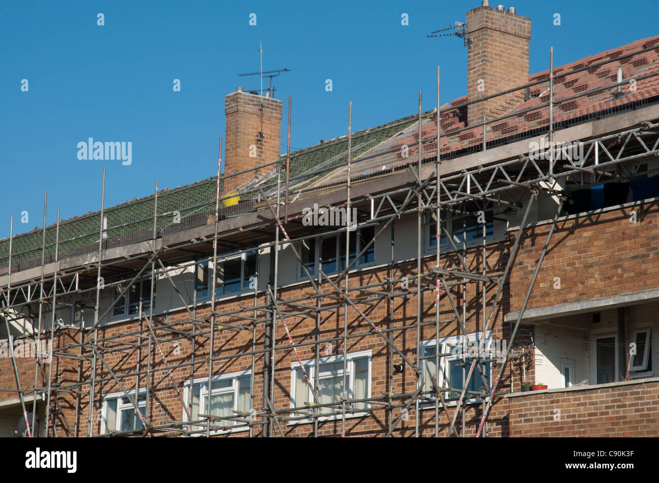 Social housing scheme undergoing refurbishment. Wythenshawe, Manchester ...