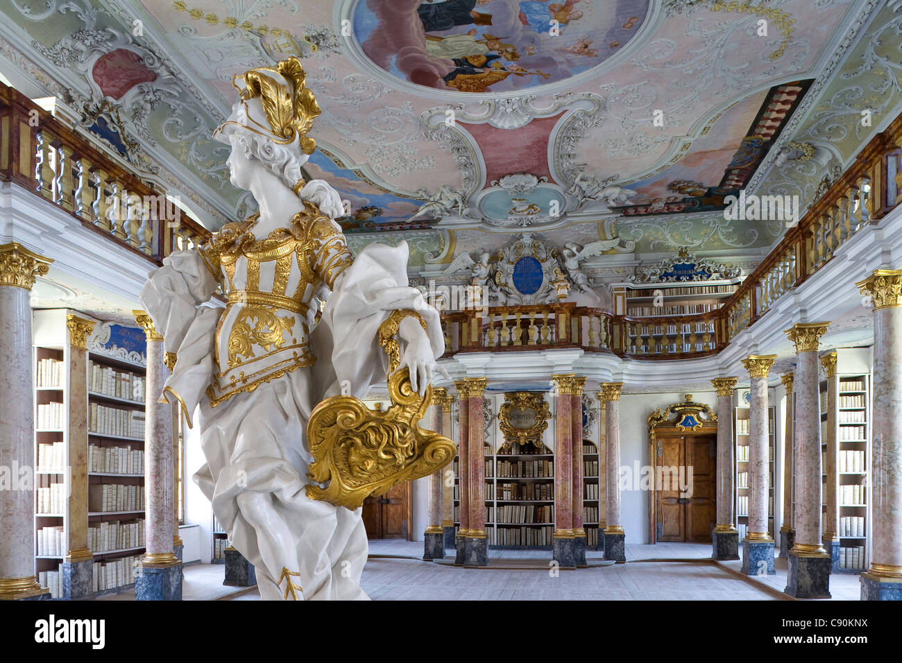 Statue at the old library, Ottobeuren Abbey, Ottobeuren, Bavaria ...
