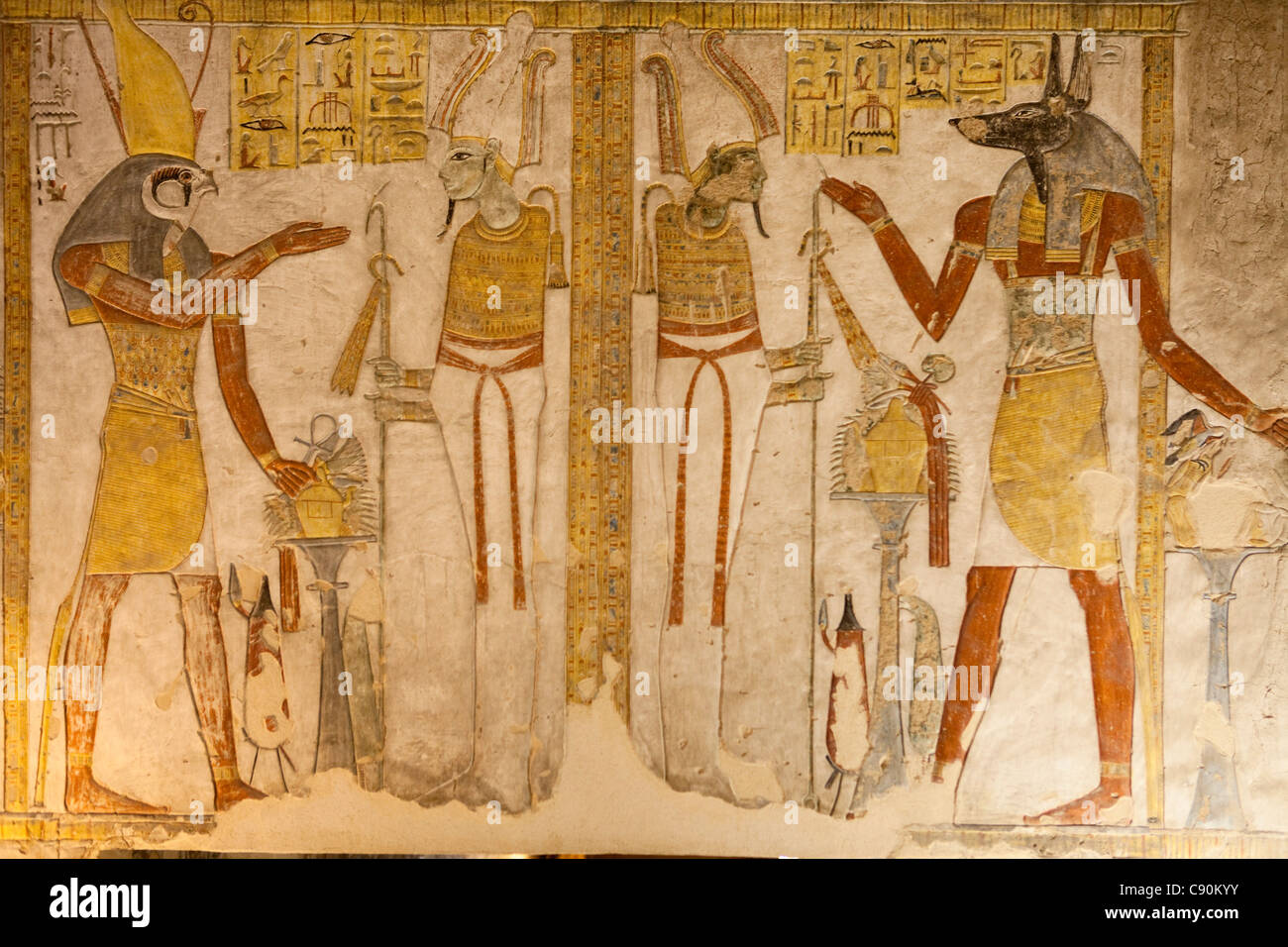 Painting in the Tomb of Tutankhamun, Valley of the Kings, Luxor, ancient Thebes, Egypt, Africa ...