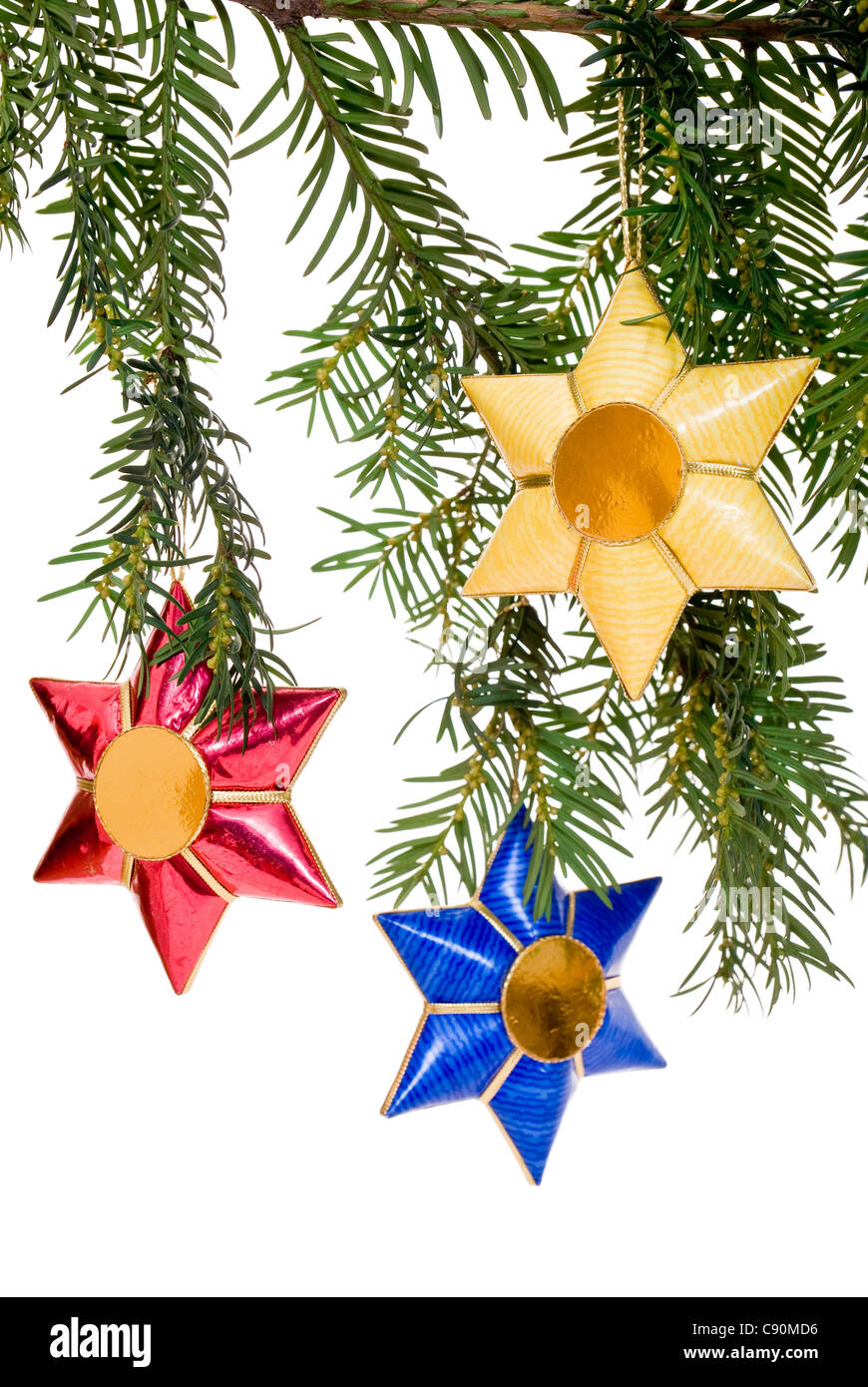 colorful star as decoration on Christmas tree Stock Photo - Alamy