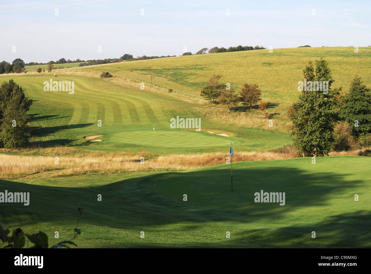 England. West Sussex. Worthing. Golf course on South Downs Stock Photo ...