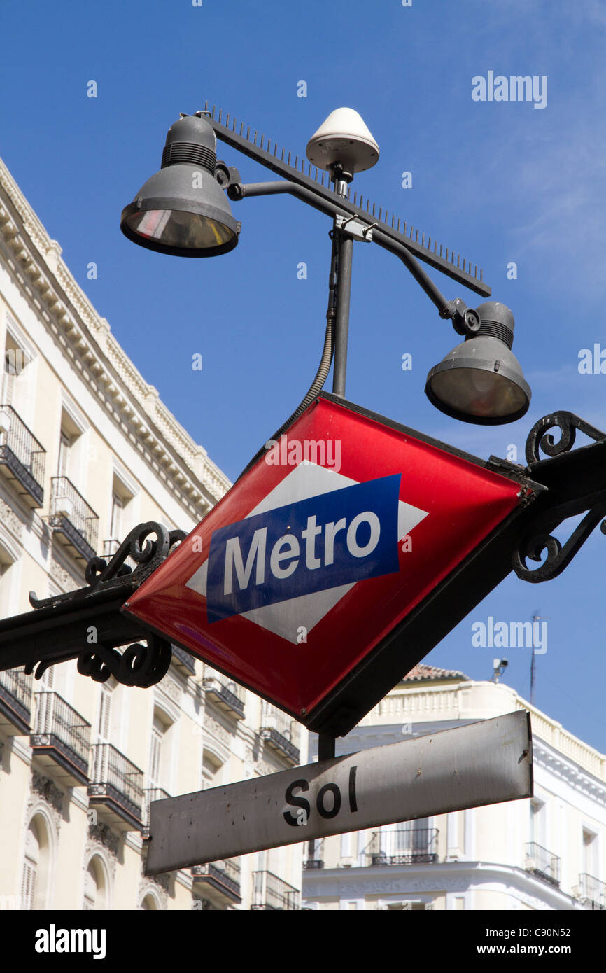 Madrid Metro cartel sign Sol square station Spain Stock Photo - Alamy