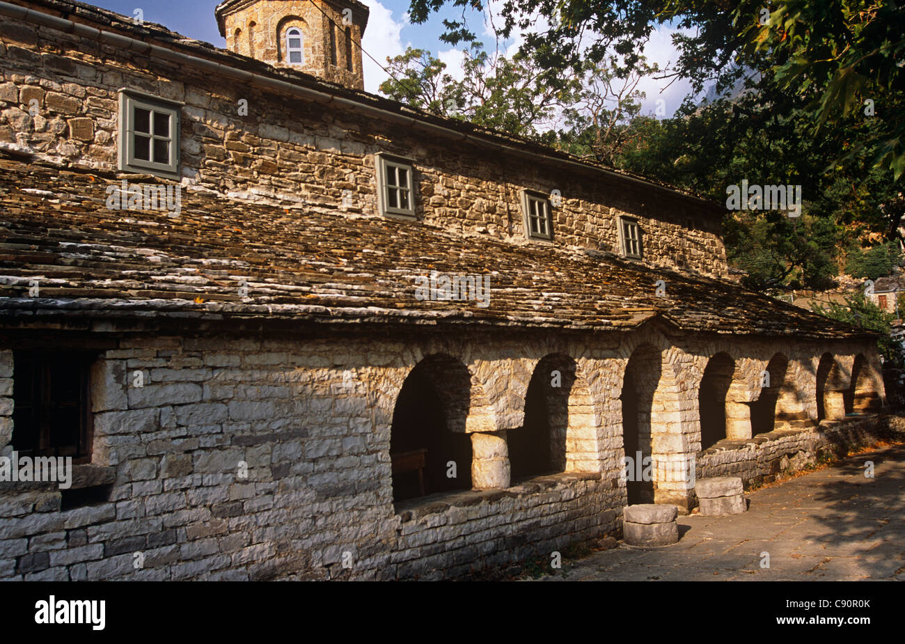 Megalo Papingo is a Pindhos mountain village with a large church built ...