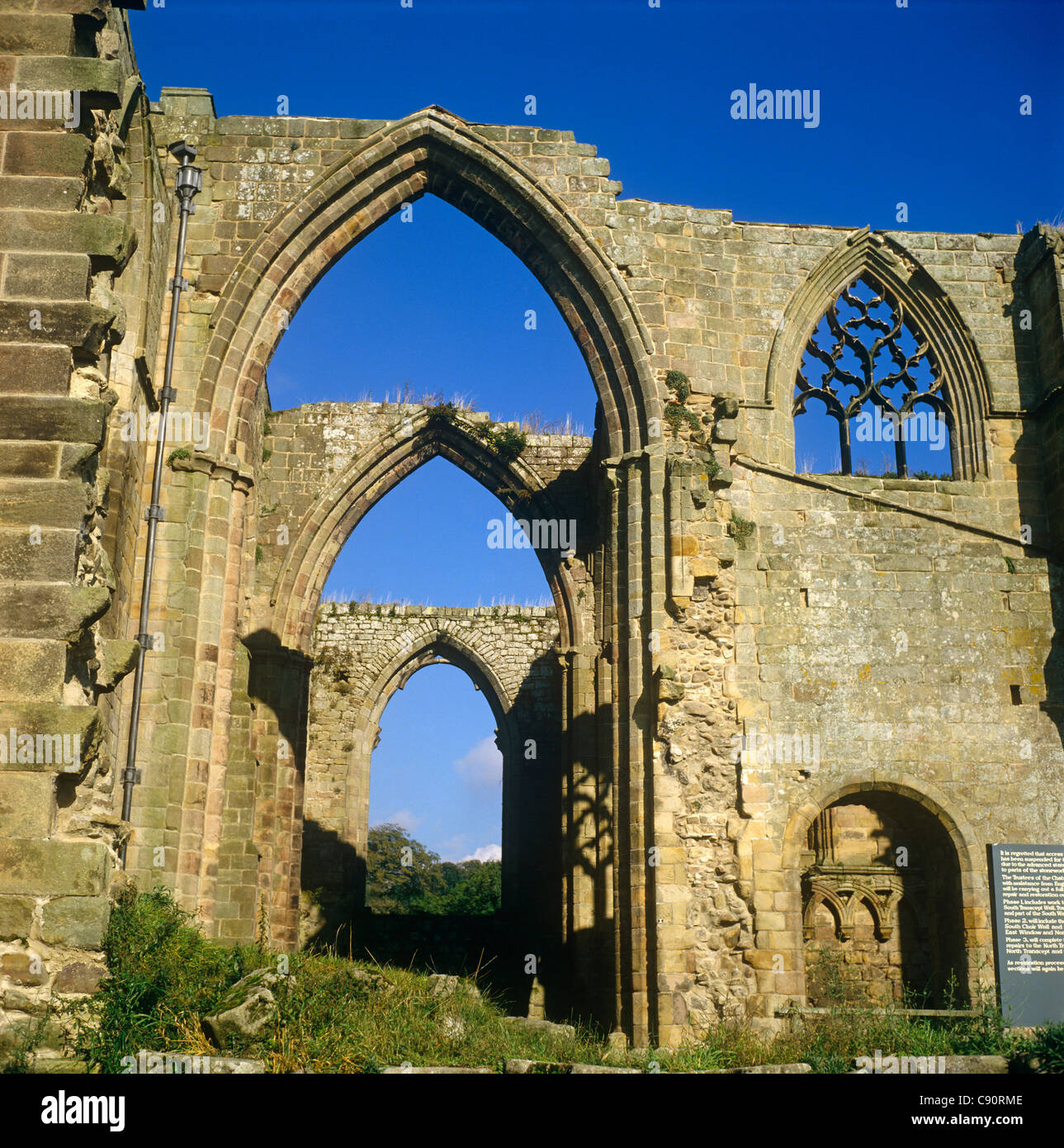 Bolton Priory ruins. Abbey church. Arches. Historic religious building ...