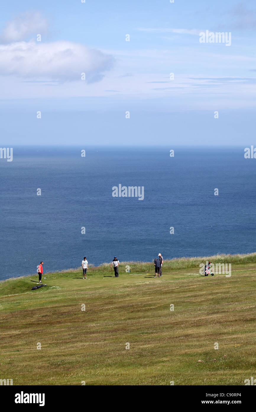 Golfers on the cliff at Ravenscar, East Yorshire Coast, June 2011 Stock ...