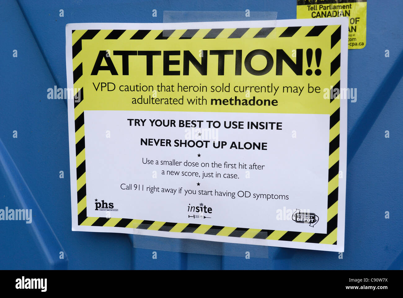 Vancouver safe injection site, "Insite" posts drug warning signs on ...