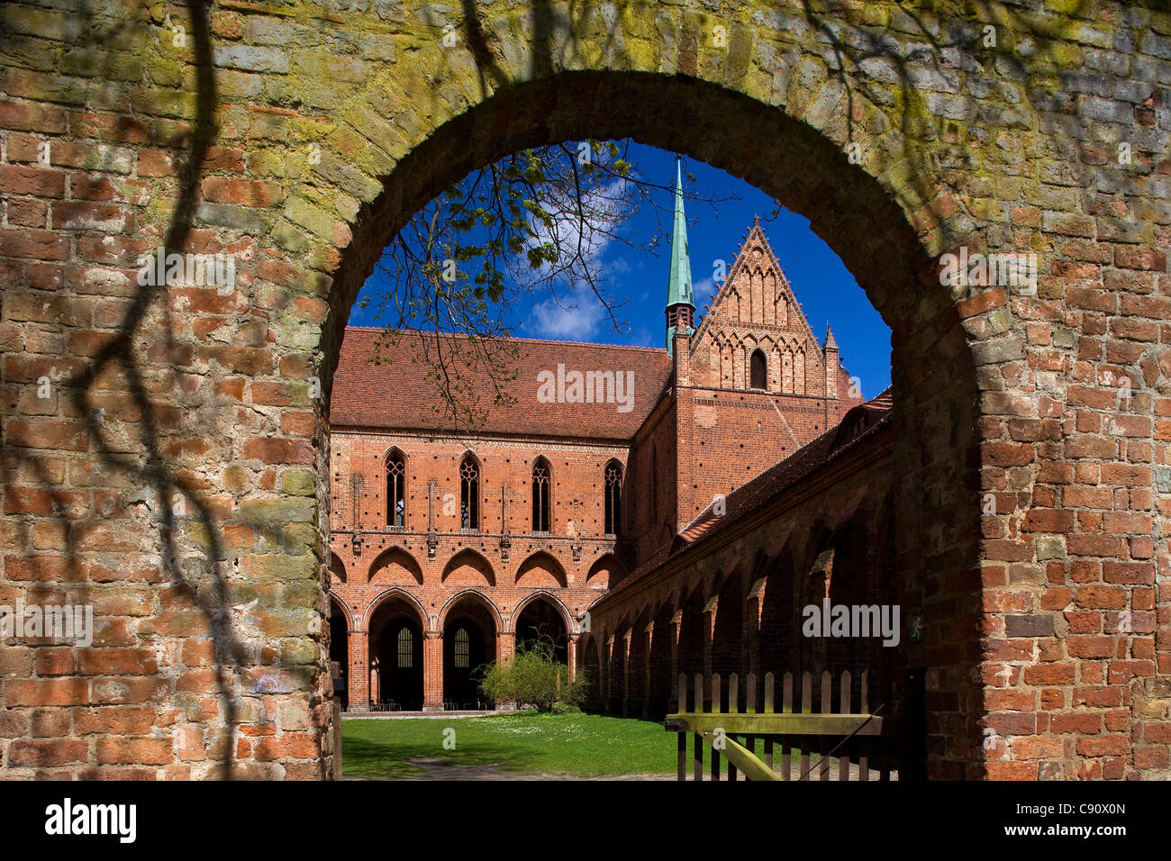 View through a gate at Chorin monastery, cistercian monastery, Chorin ...