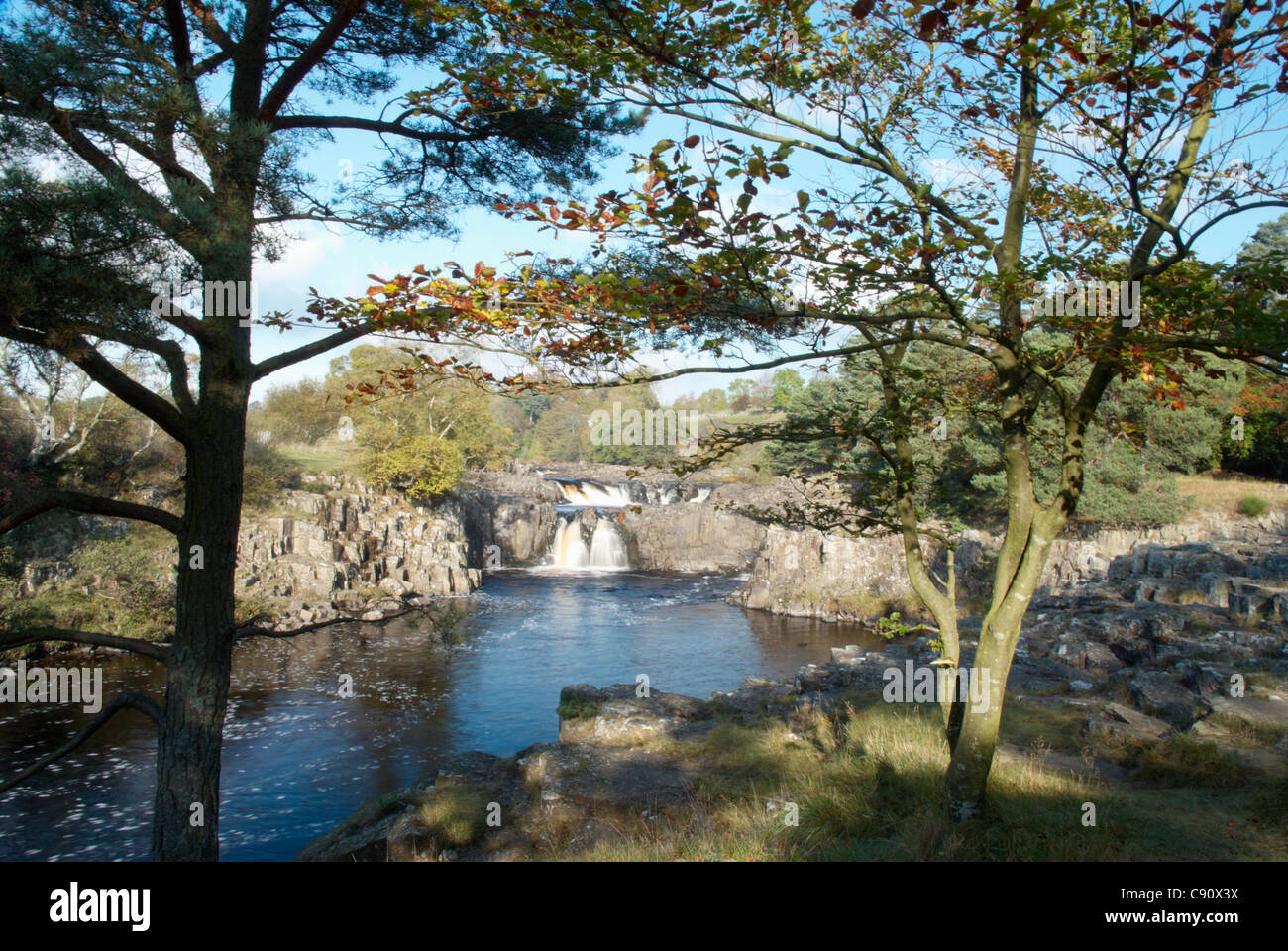 Low Force waterfalls are a series of small cascades on the River Tees ...