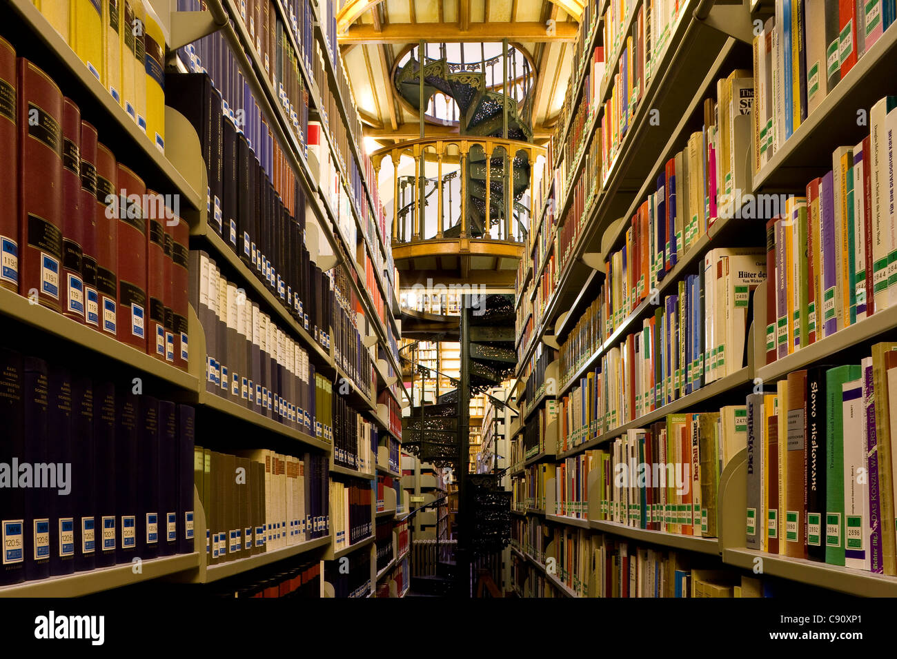 Interior view of the library at Maria Laach abbey, Eifel, Rhineland ...