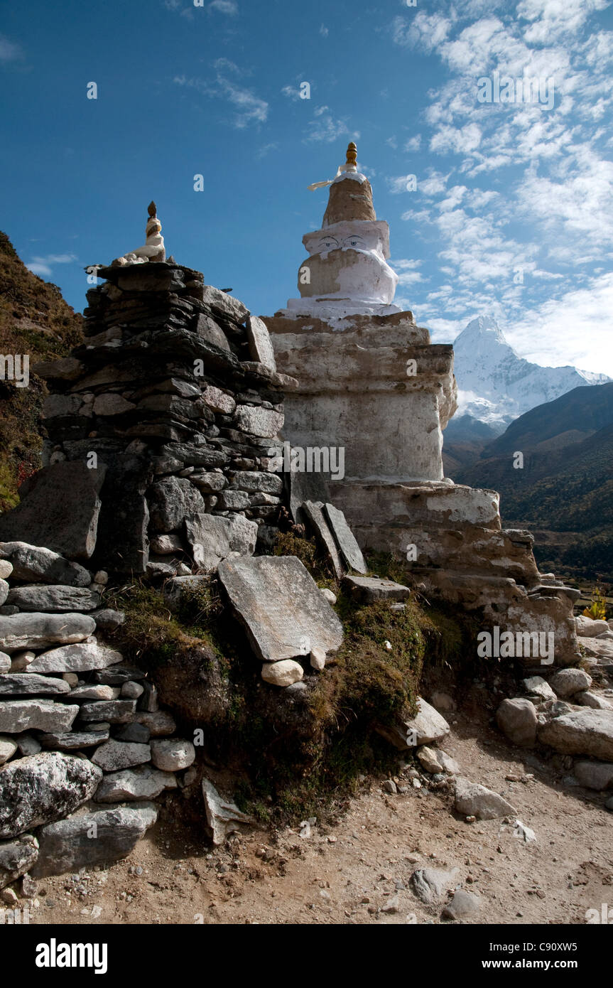 Ama Dablam is one of the huge Himalayan peaks that rise above the route ...