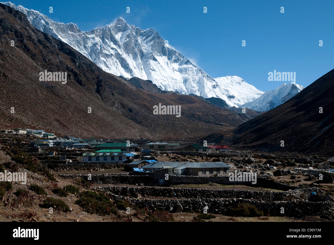 The village of Dingboche is on the route to the Everest Base Camp in ...