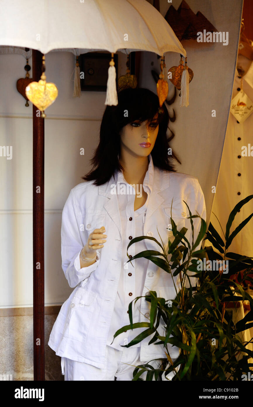 A mannequin as part of a shop window display in Palma, Mallorca Stock ...