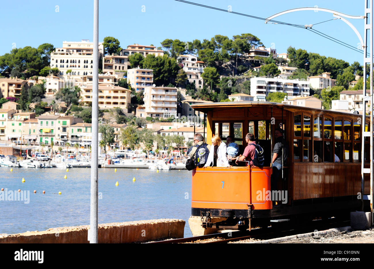 Soller train in Port de Soller, Mallorca Stock Photo - Alamy