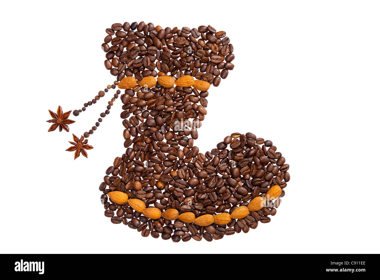 Boots of coffee made from beans Stock Photo - Alamy