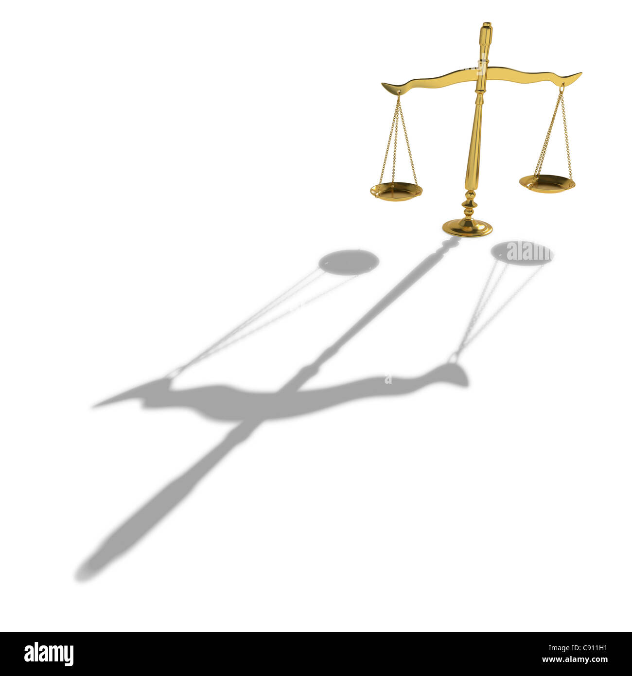Long shadow of law extending forward on white background Stock Photo ...