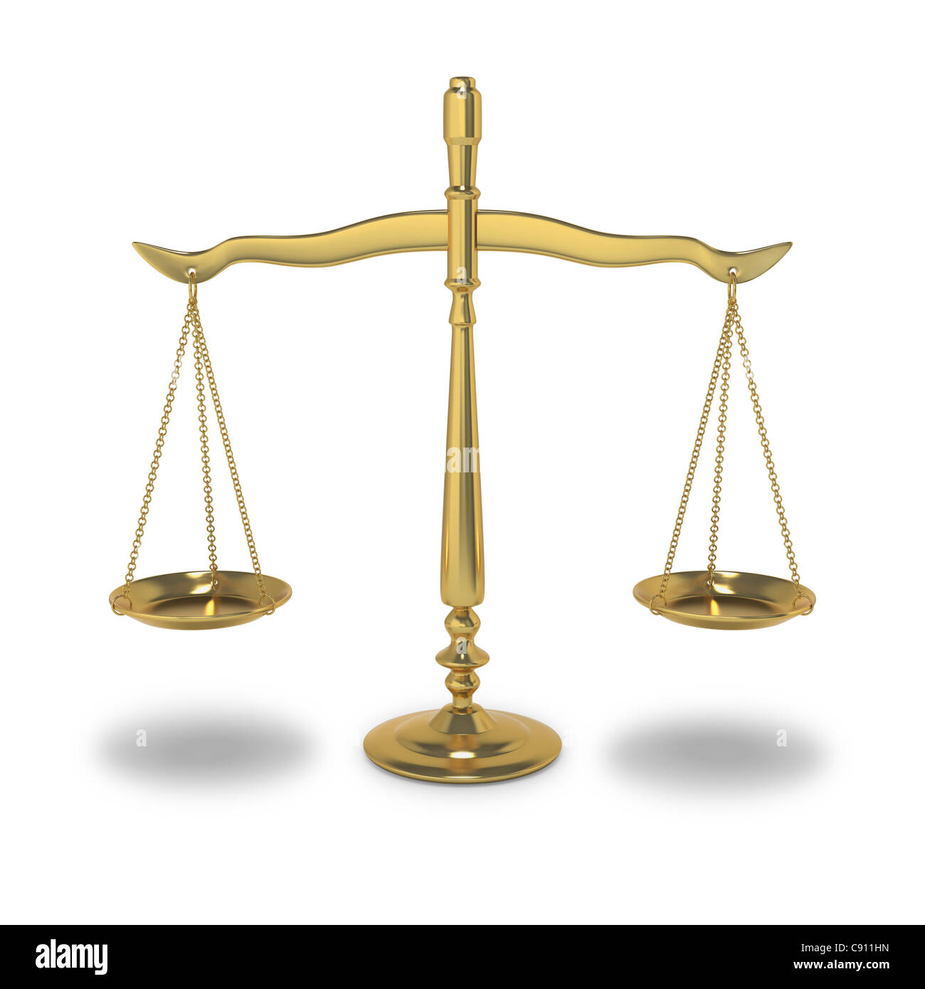 Symbolic balance of justice or law on white background Stock Photo - Alamy