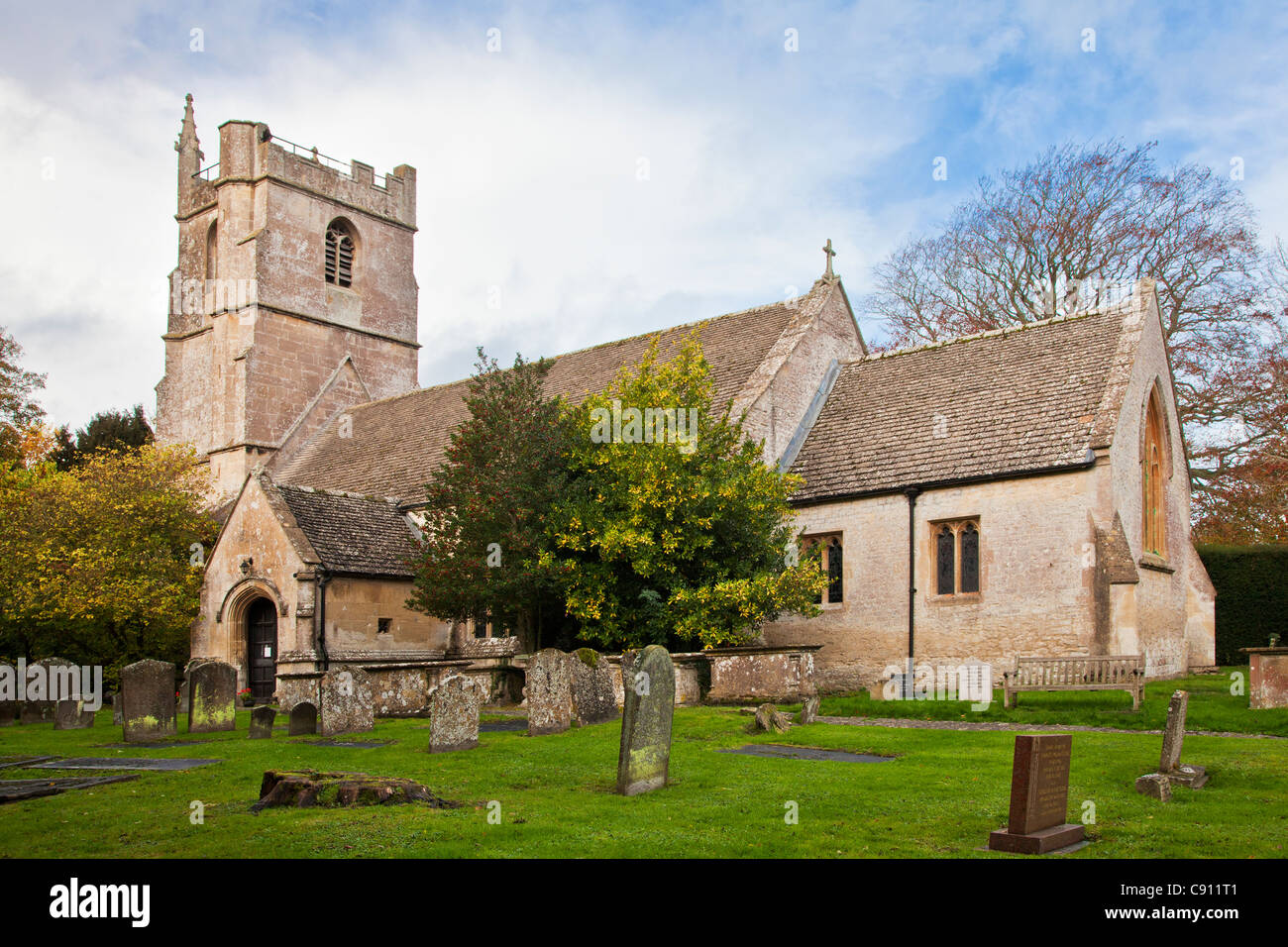 St.Peter's Church in the Wiltshire village of Clyffe Pypard, a typical ...