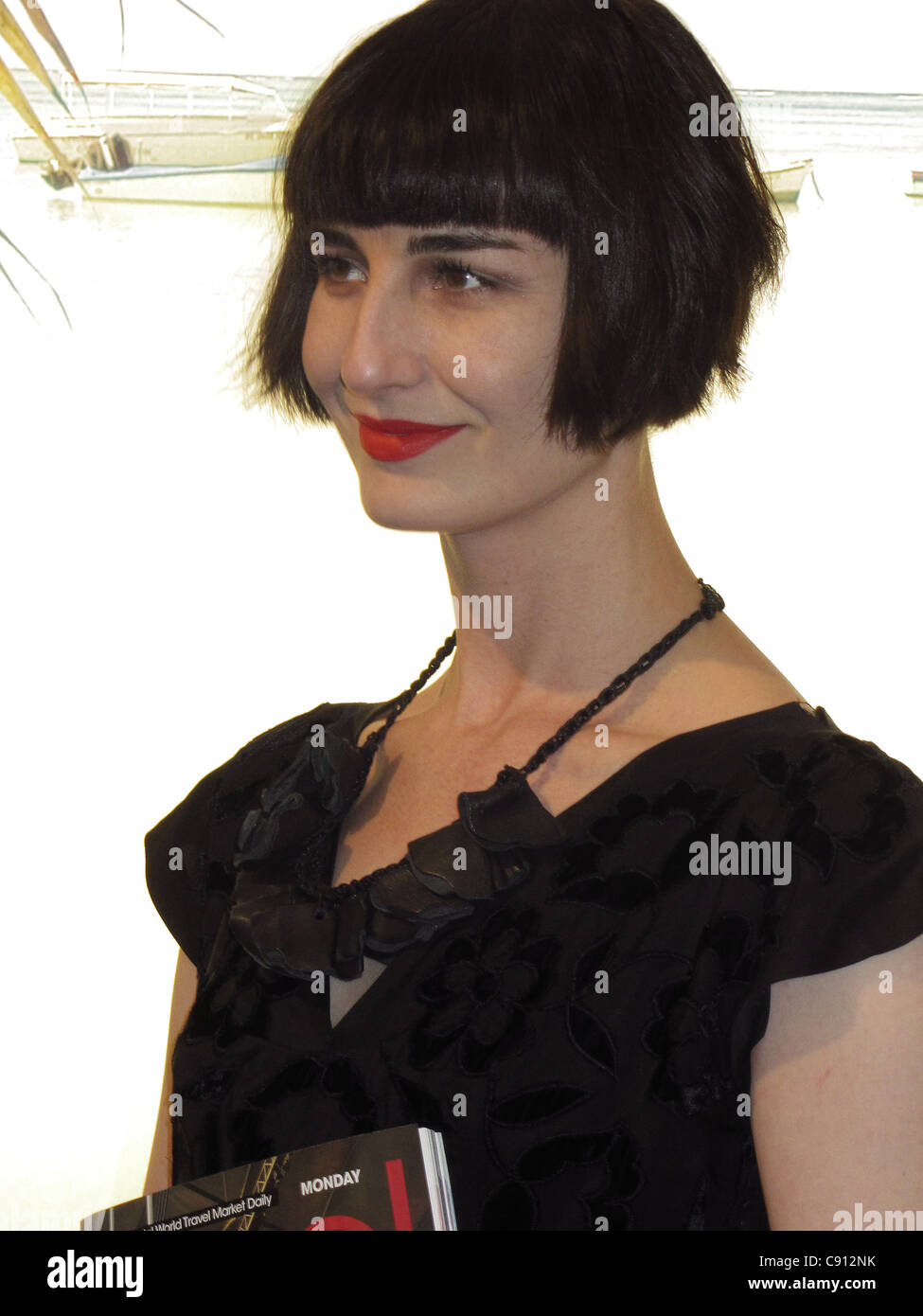 Model Erin O'Connor makes an appearance on the Mauritius stand on the ...