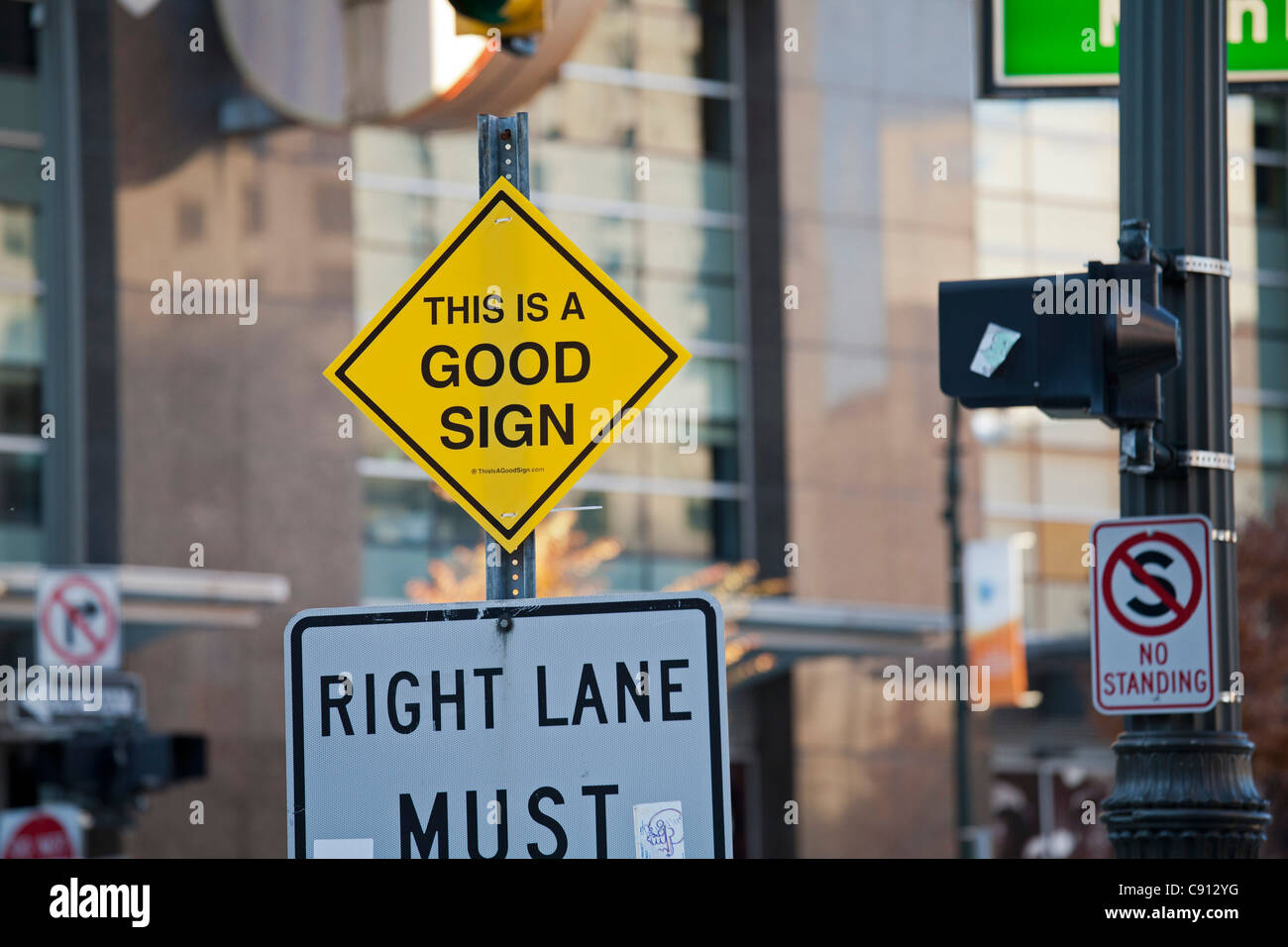Detroit, Michigan - A sign reading "This is a Good Sign" posted in ...