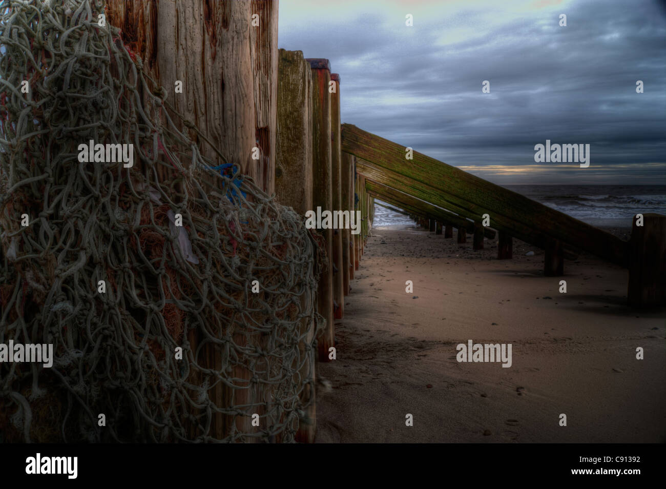 Groynes, coastal management at Spurn Point on the East Yorkshire coast ...