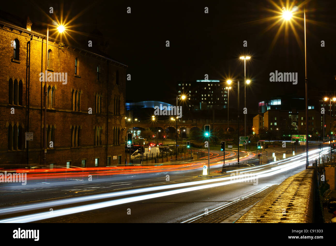 Moving traffic on Crown Point Bridge in Leeds Stock Photo - Alamy