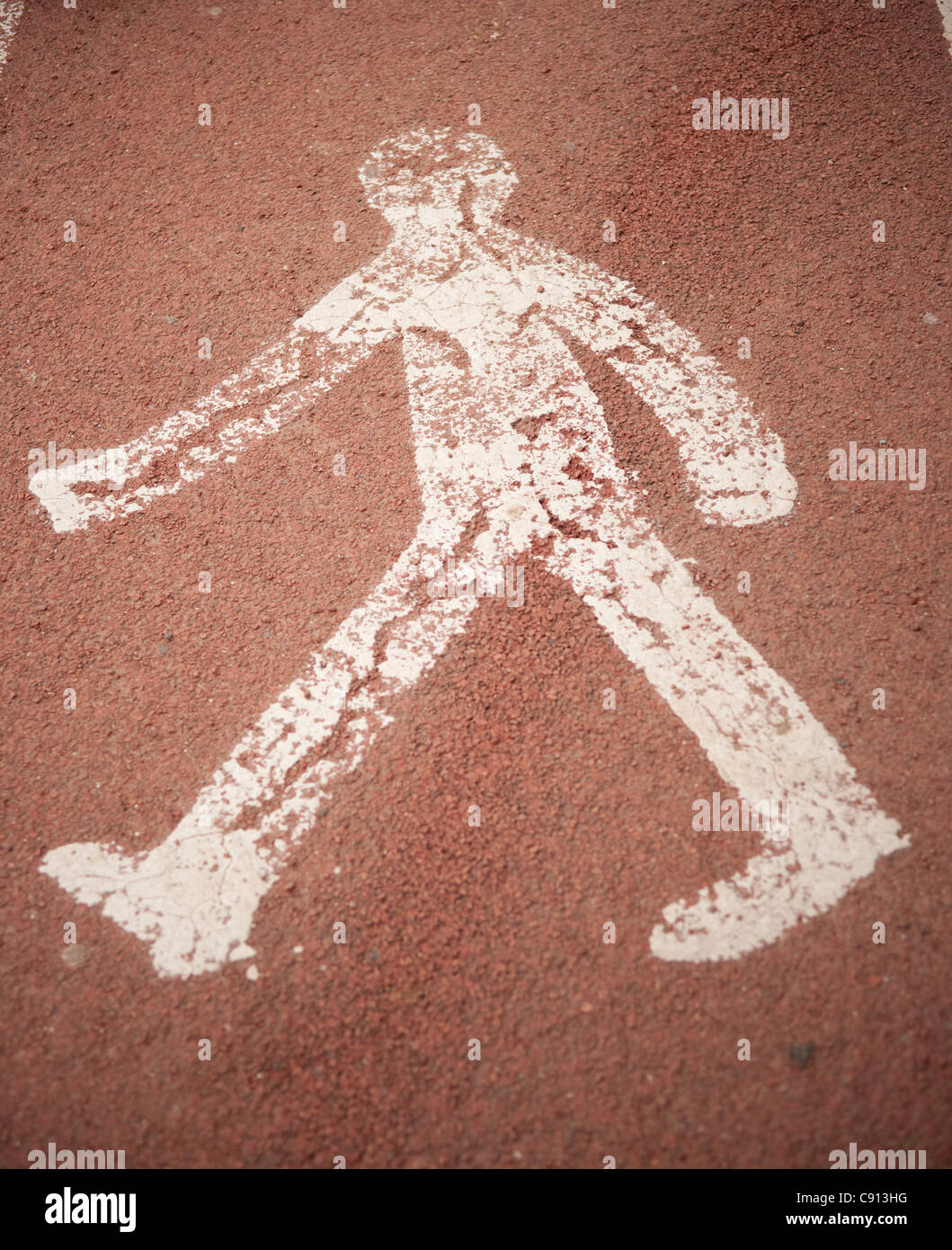 The Pedestrian symbol painted onto red surfaced pavements is part of ...
