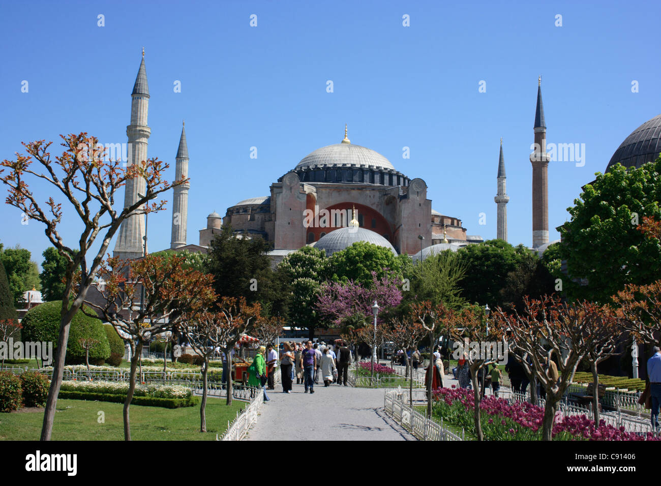The Blue Mosque known as The Sultan Ahmed Mosque or Sultanahmet Camii ...