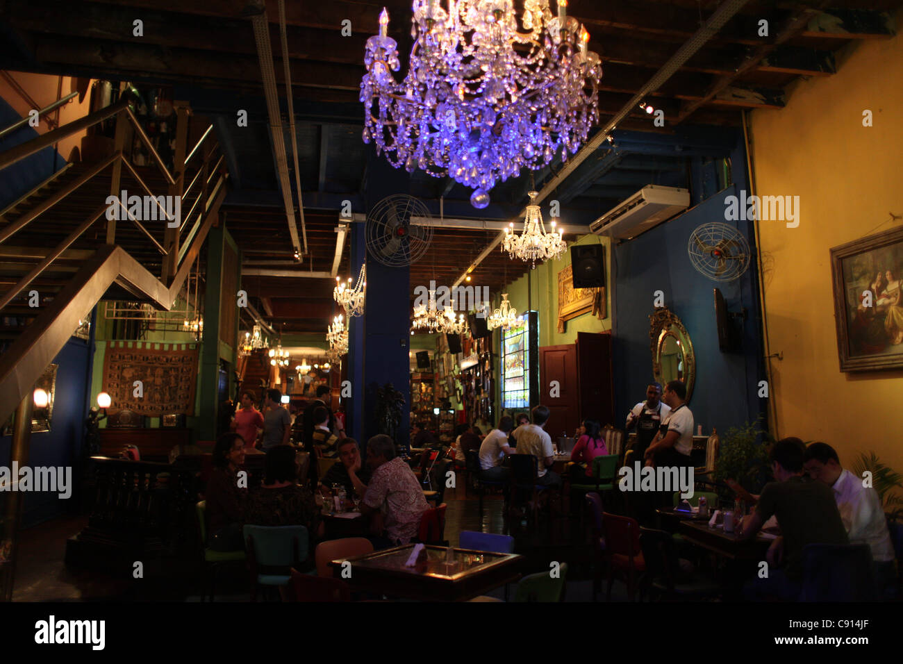 Decorative interior of Rio Scenarium nightspot in Lapa, Rio de Janeiro ...