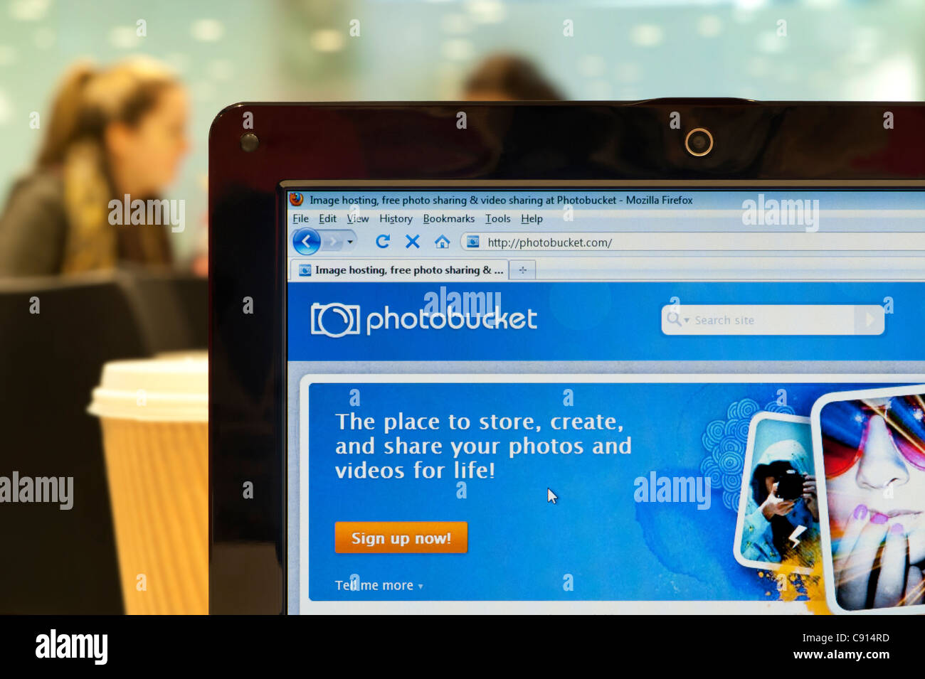 The Photobucket website shot in a coffee shop environment (Editorial ...