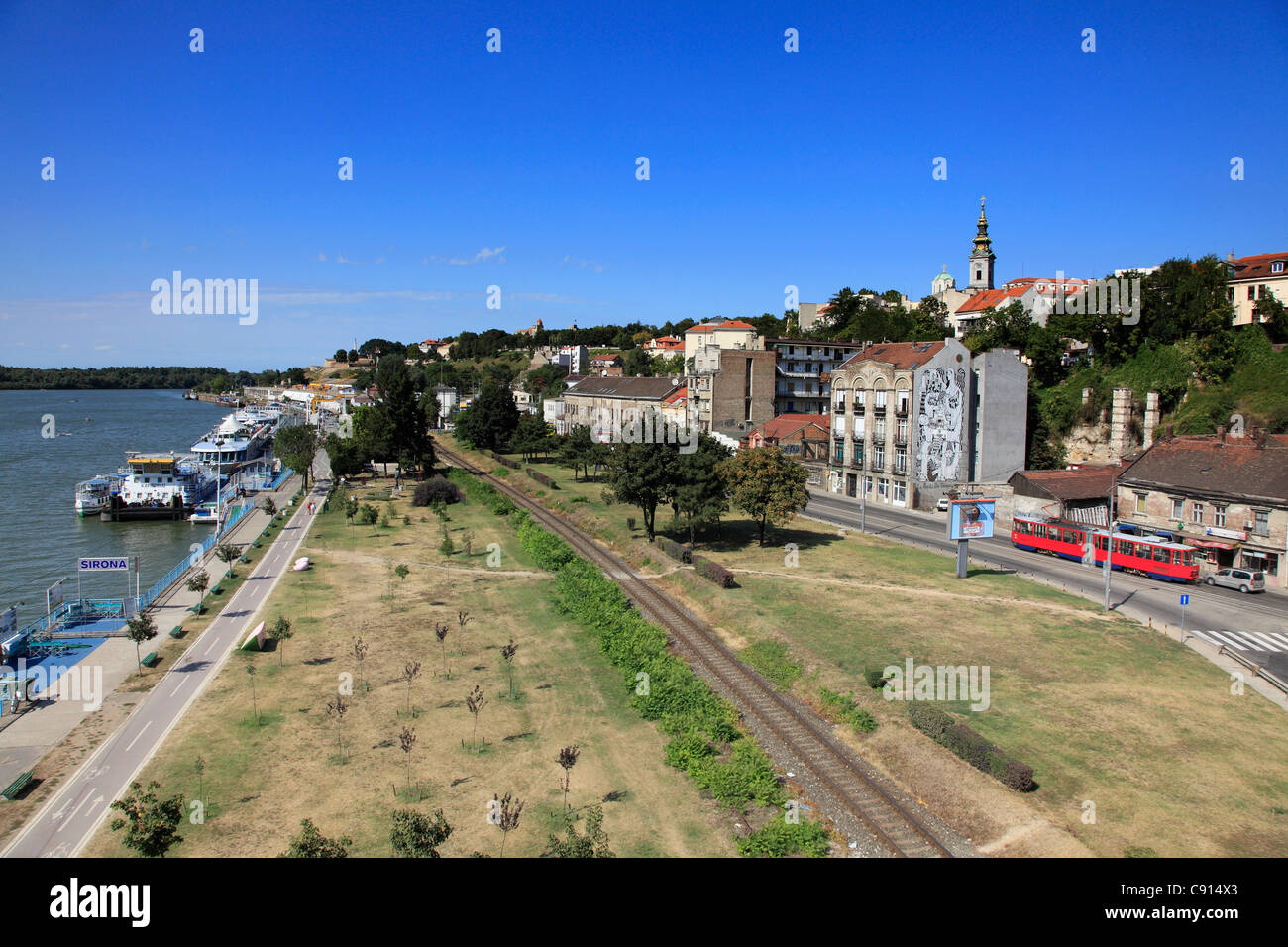 There is a riverside tram, running along the waterfront on the River ...