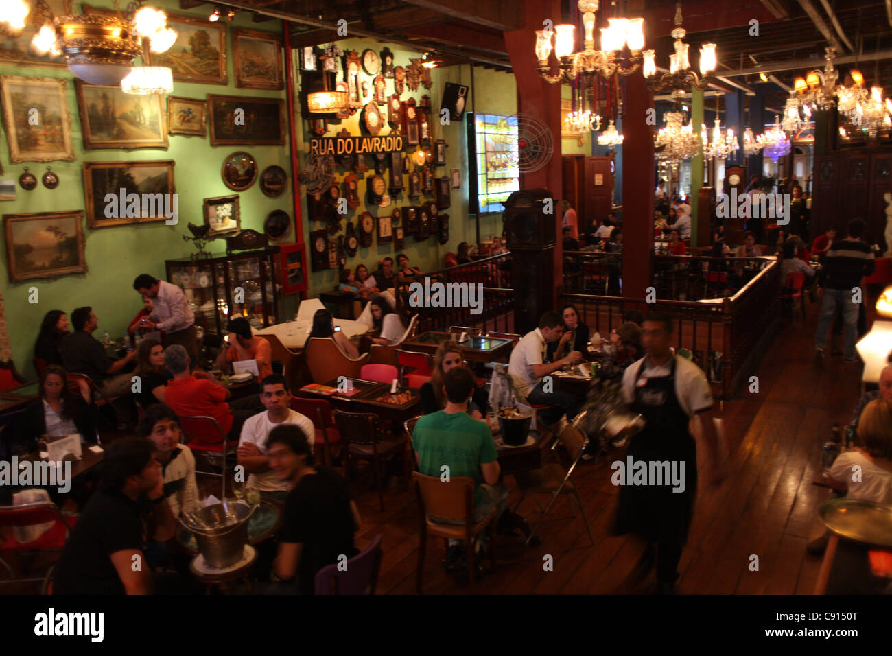 Decorative interior of Rio Scenarium nightspot in Lapa, Rio de Janeiro ...