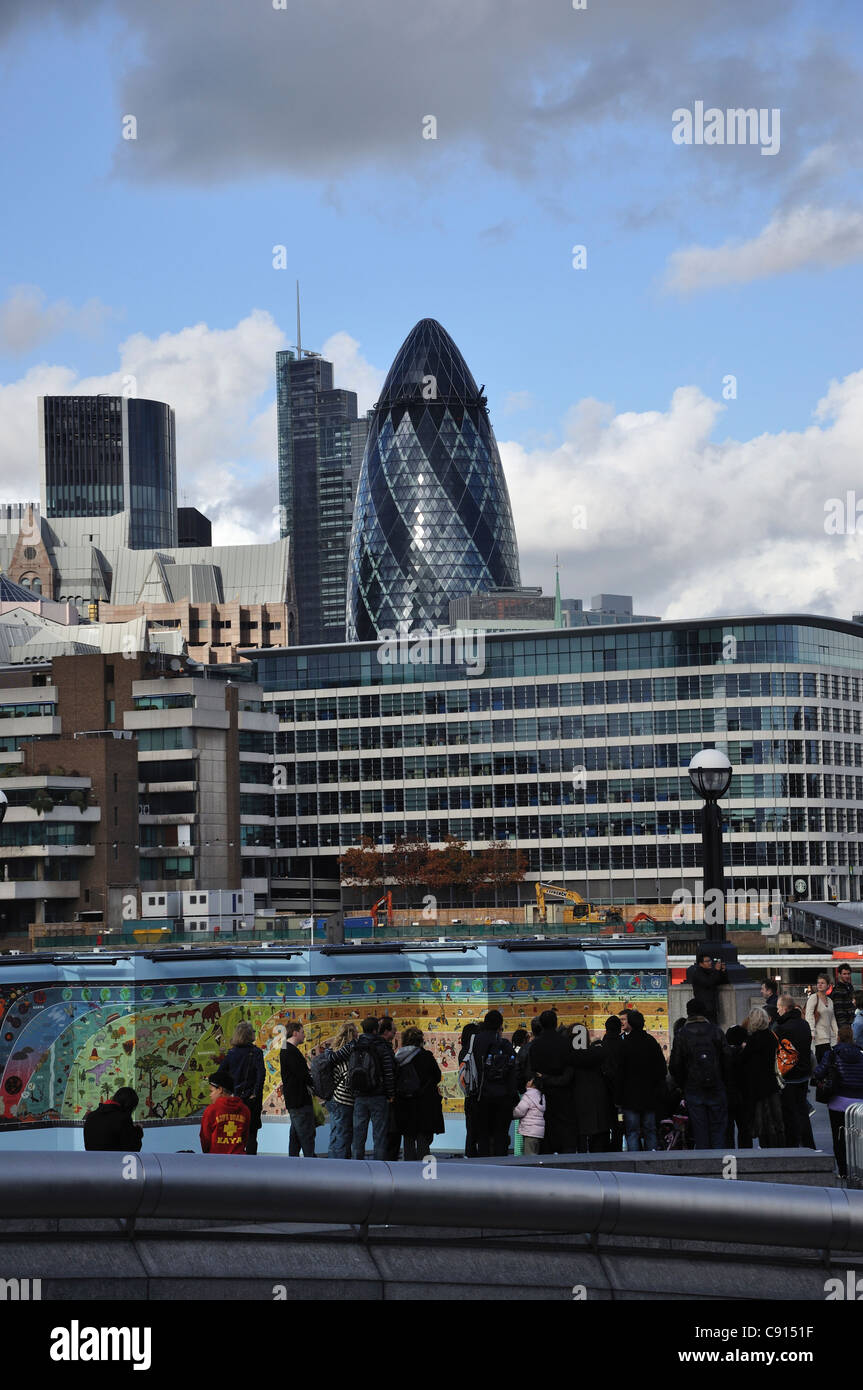 There is a clear view of the City of London and the historic and modern ...