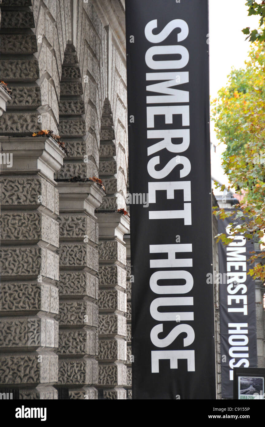 Somerset House embankment entrance banners gallery venue Stock Photo ...