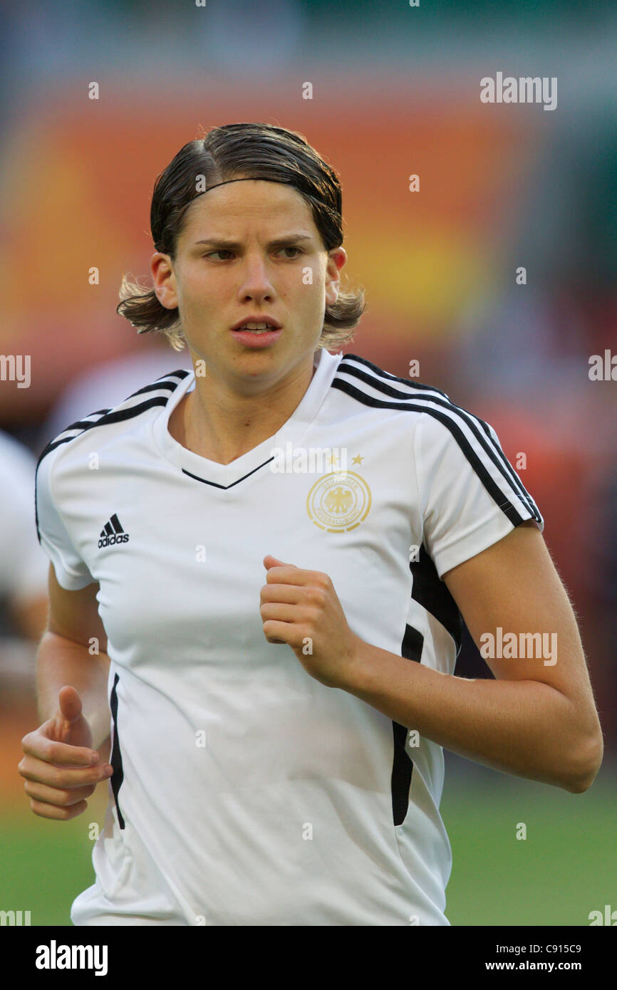 WOLFSBURG, GERMANY - JULY 9: Annike Krahn of Germany warms up before a ...