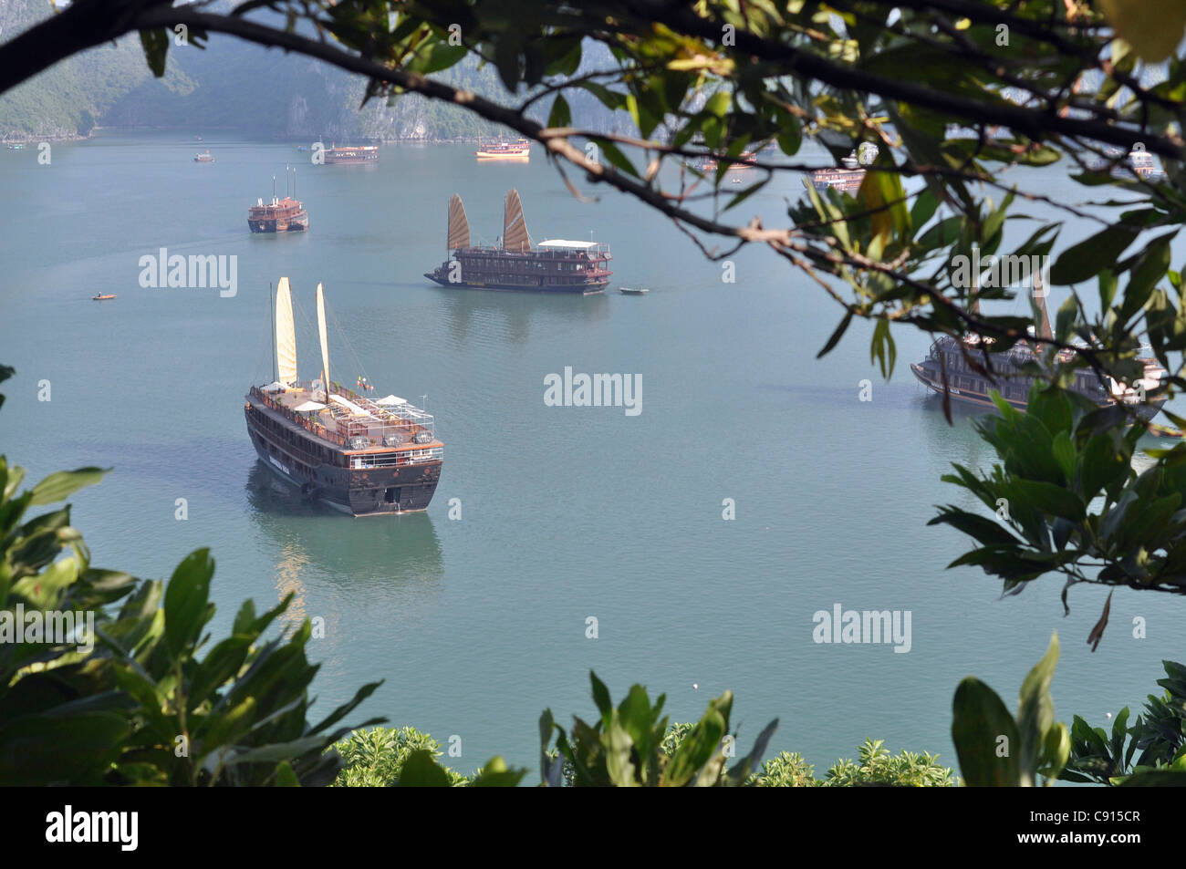 Traditional two masted Vietnamese junks are a popular tousit attraction ...
