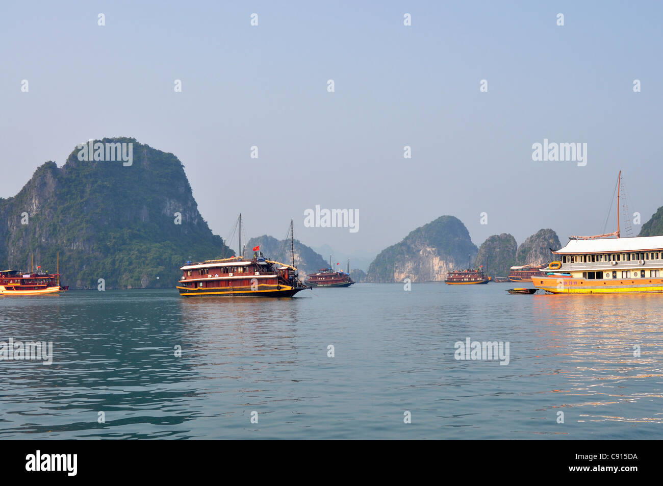Traditional two masted Vietnamese junks are a popular tousit attraction ...