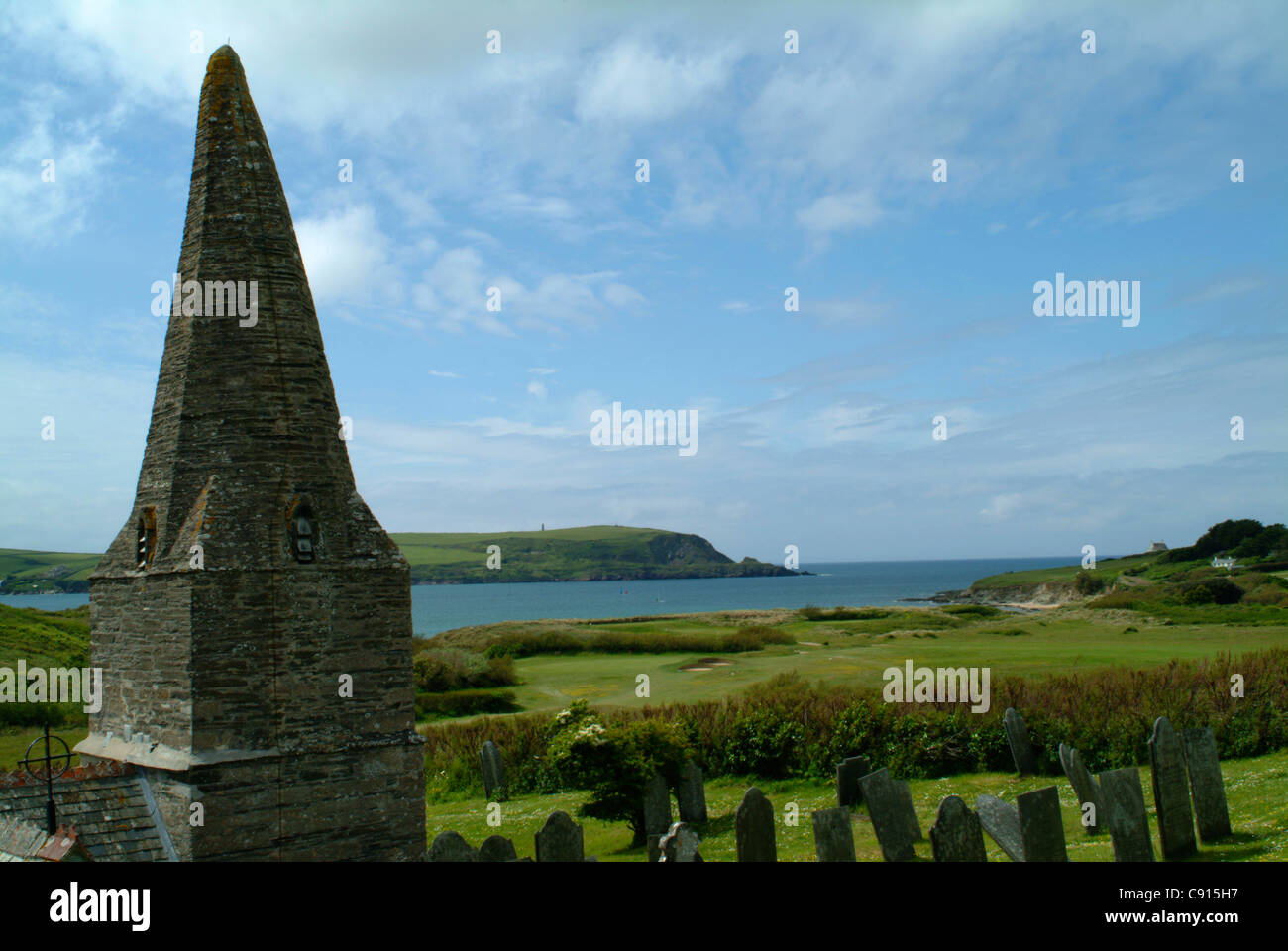 The View from St Enodoc churchyard Trebetherick takes in the Camel ...