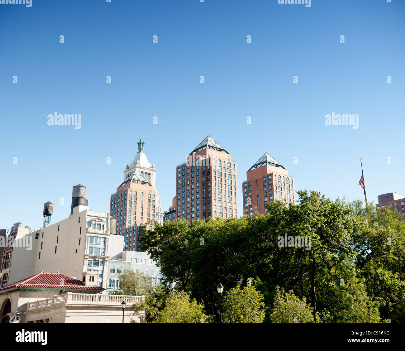 Union Square in Manhattan New York is surrounded by a striking array of ...