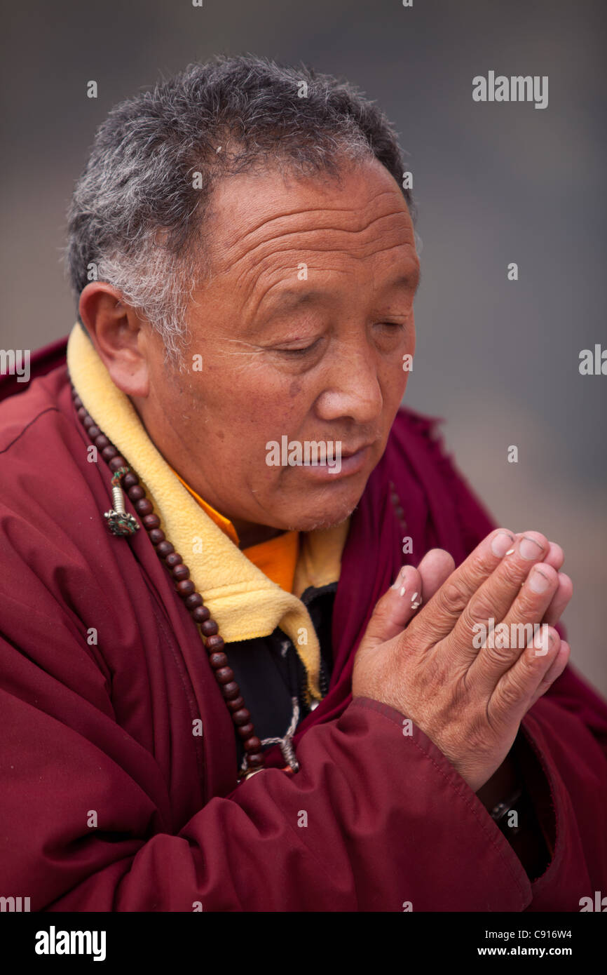 Buddhist priest performing traditional ceremony, Sagarmatha National ...