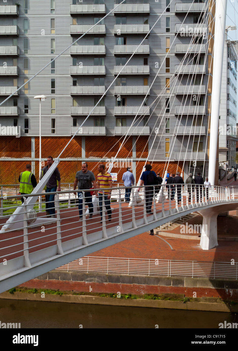Trinity Bridge Manchester England over River Irwell linking Manchester ...